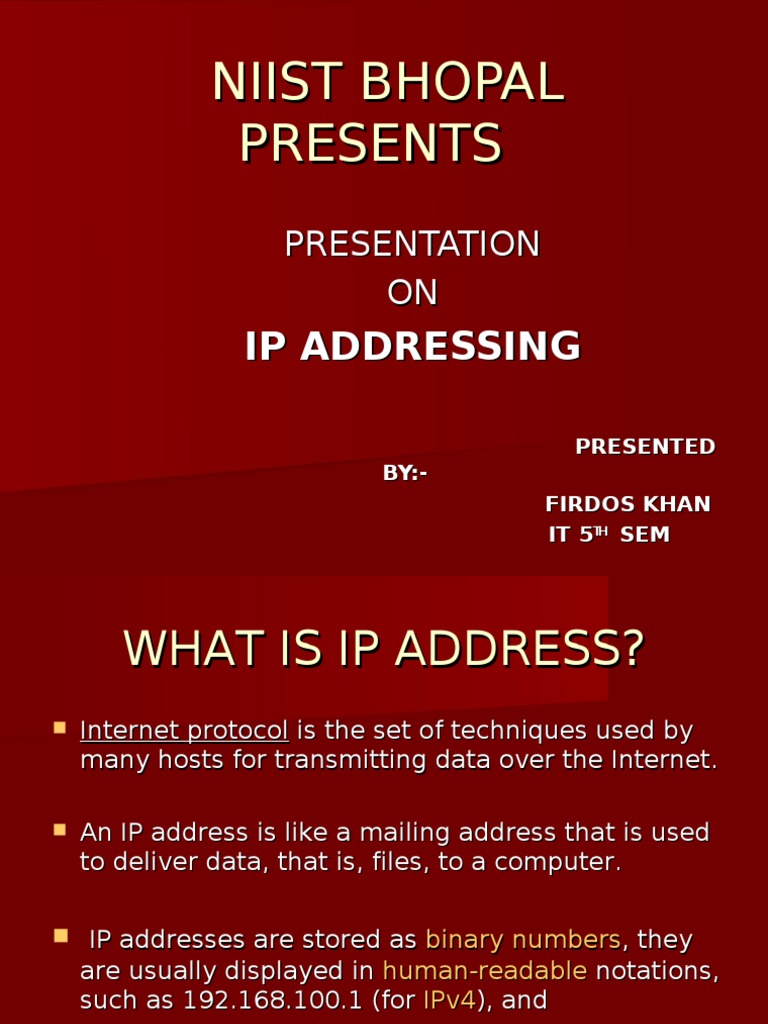 IP Address Storage and Presentation | PDF