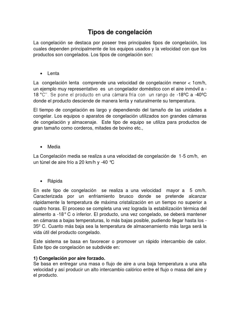 Tipos y métodos de congelación de alimentos | PDF | Nucleación | Líquidos