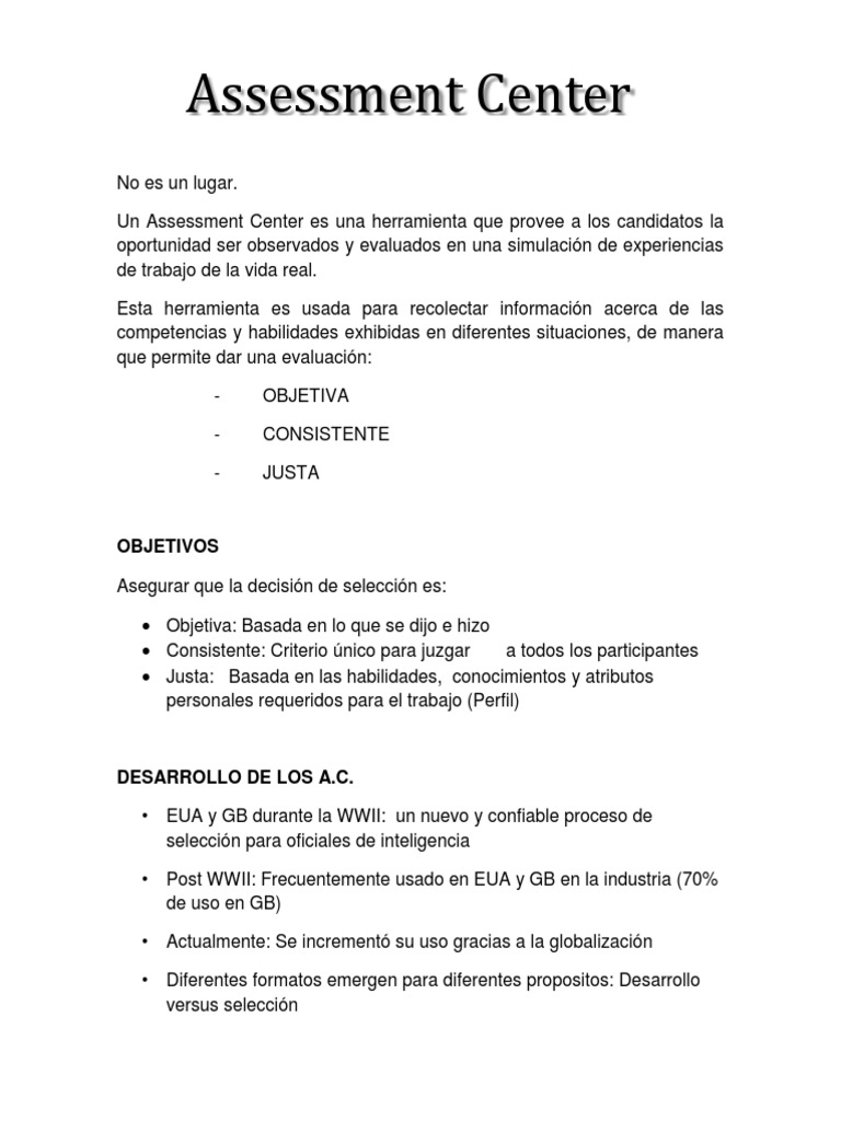 Assessment Center | PDF