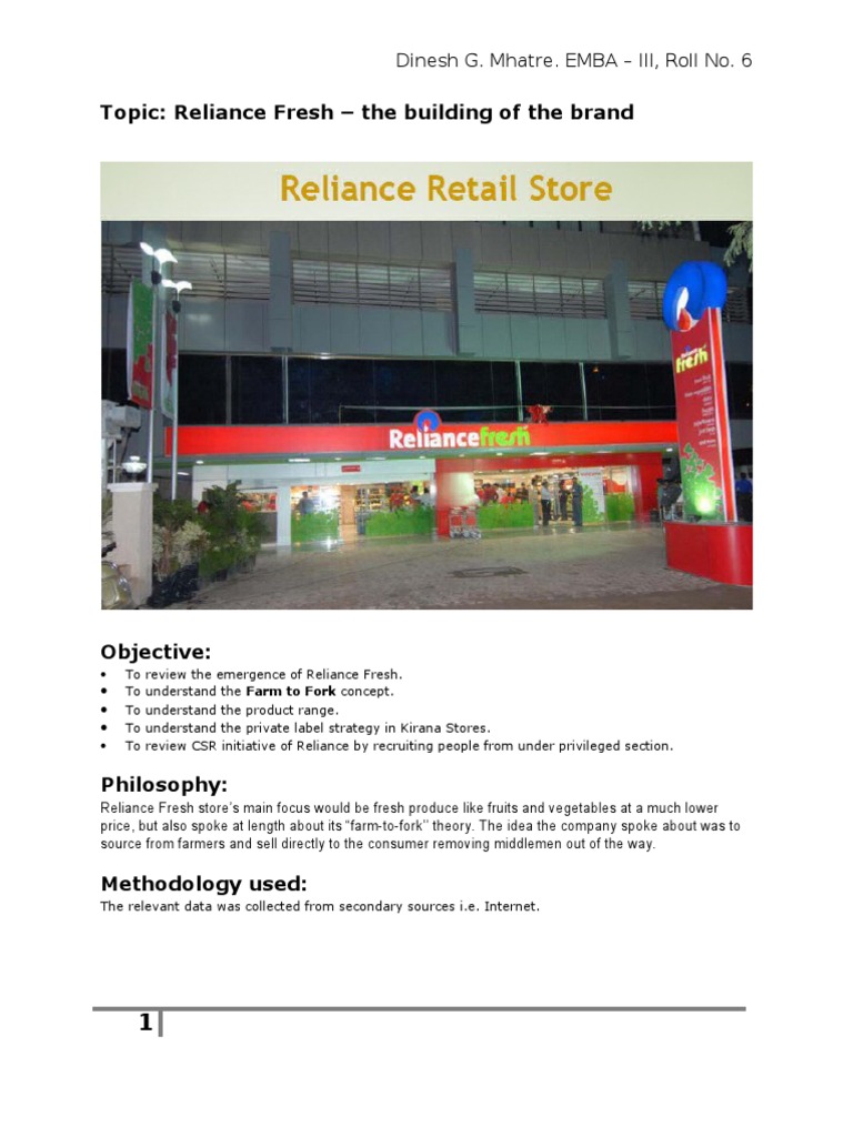Reliance Fresh - The Building of The Brand | PDF | Retail | Private Label