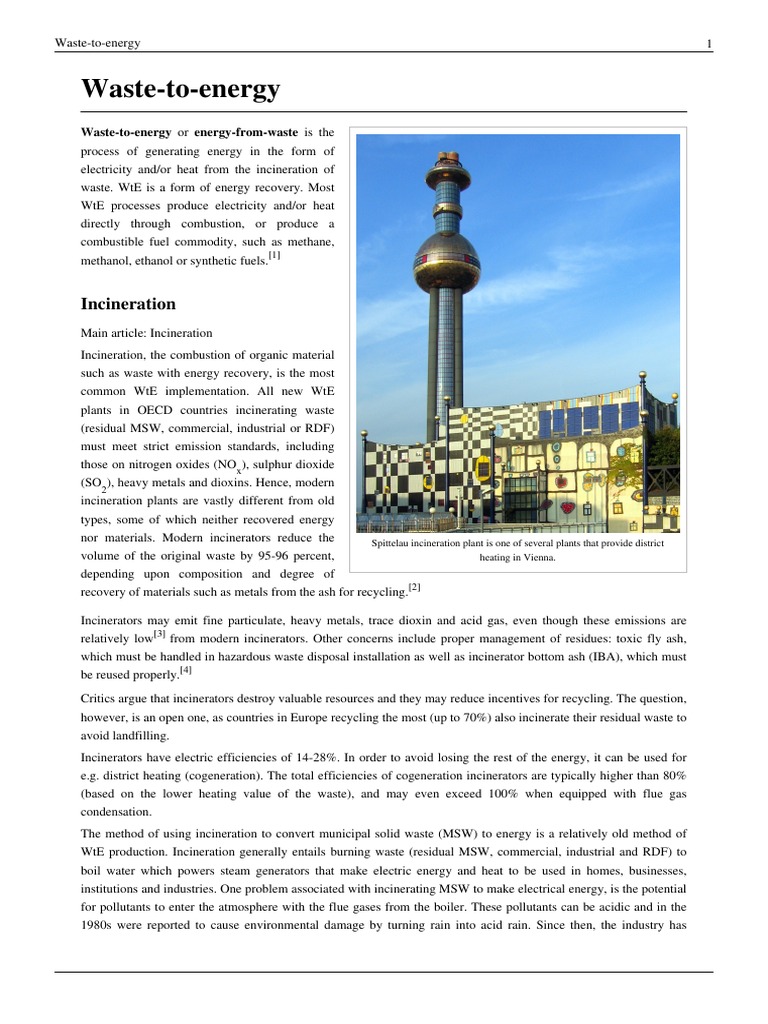 Waste To Energy | PDF | Incineration | Sustainable Development