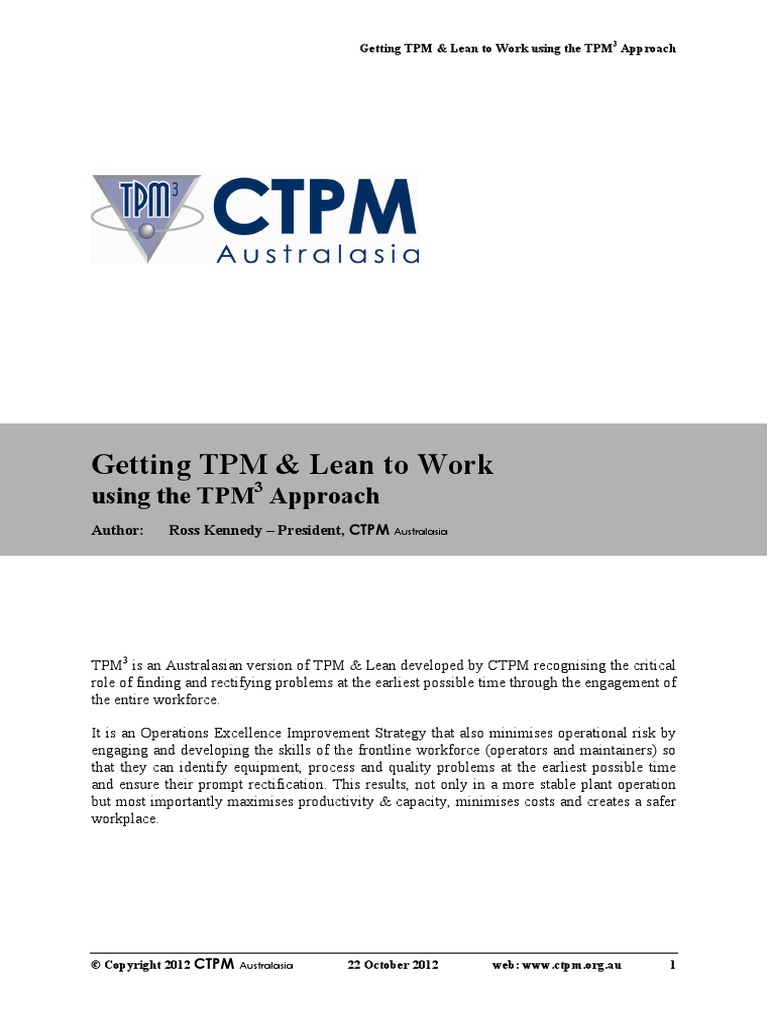 Getting TPM & Lean To Work | PDF | Lean Manufacturing | Leadership
