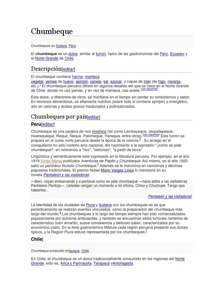 Chumbeque | PDF | Perú | Comida y bebida