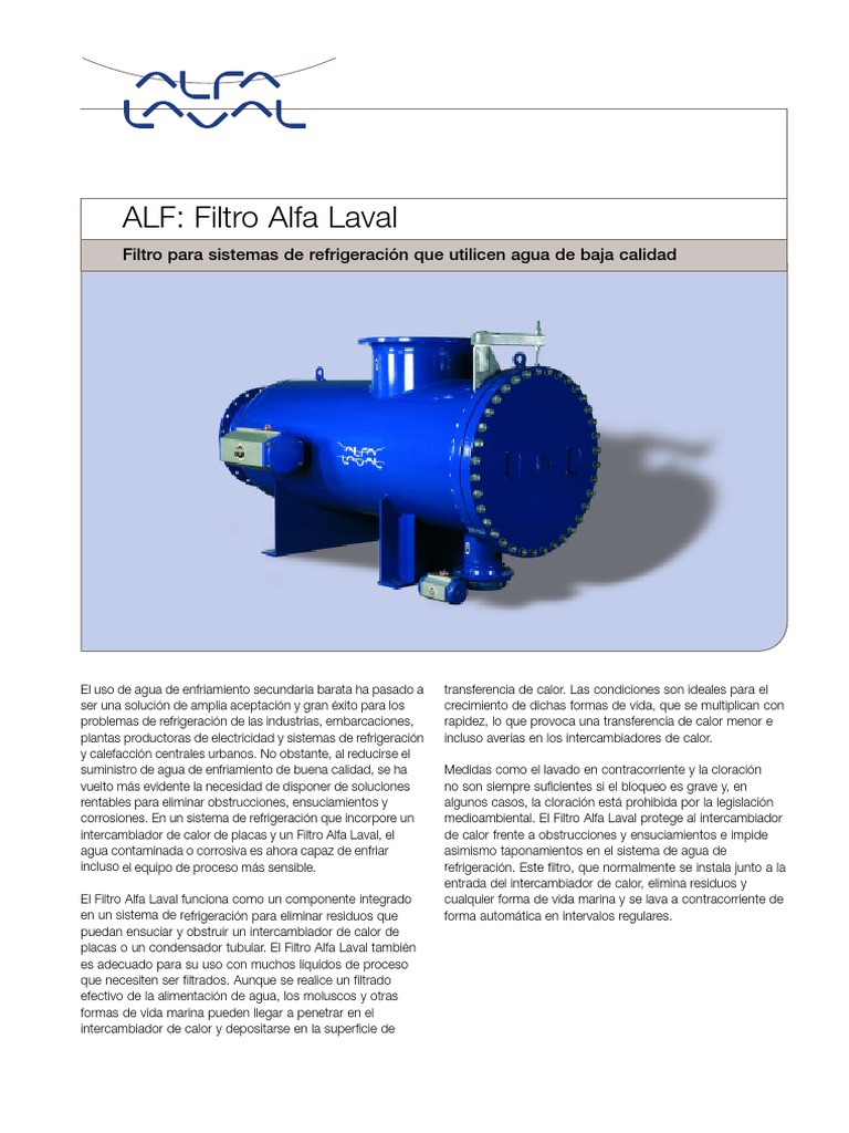 Filtros Autolimpieza Alfa Laval | PDF | Refrigeración | Intercambiador ...