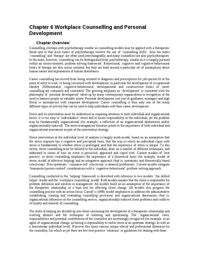 Workplace Counselling Models for Personal Development | PDF ...