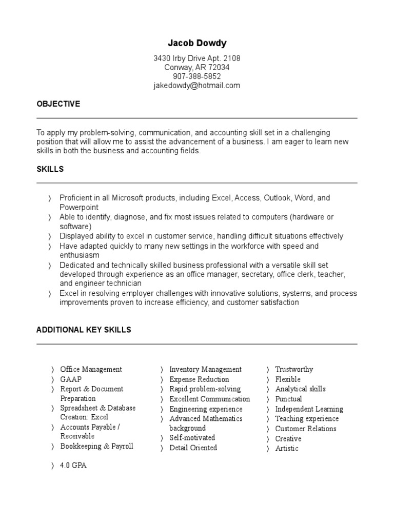 Jacob Dowdy: Objective | PDF | Computers