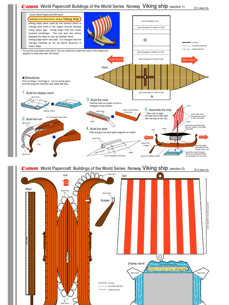Printable Viking Ship Papercraft Guide | PDF | Mast (Sailing) | Ships