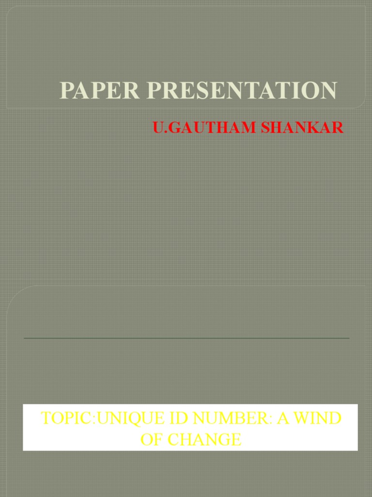 Paper Presentation: U.Gautham Shankar | PDF | Identity Document ...