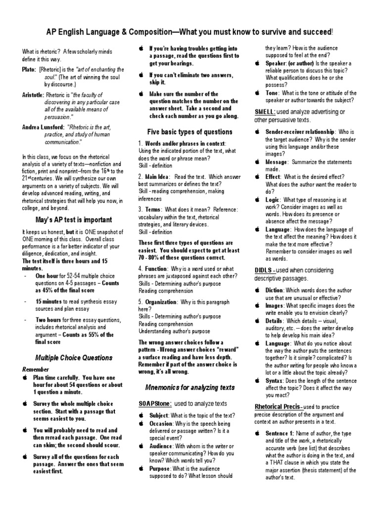 AP English Language Success Guide | PDF | Rhetoric | Reading Comprehension