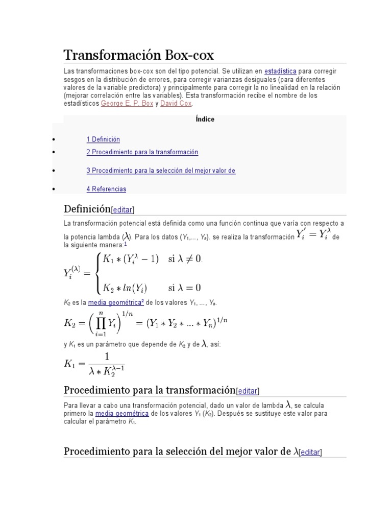 Transformación Box Cox | PDF | Estadísticas | Análisis