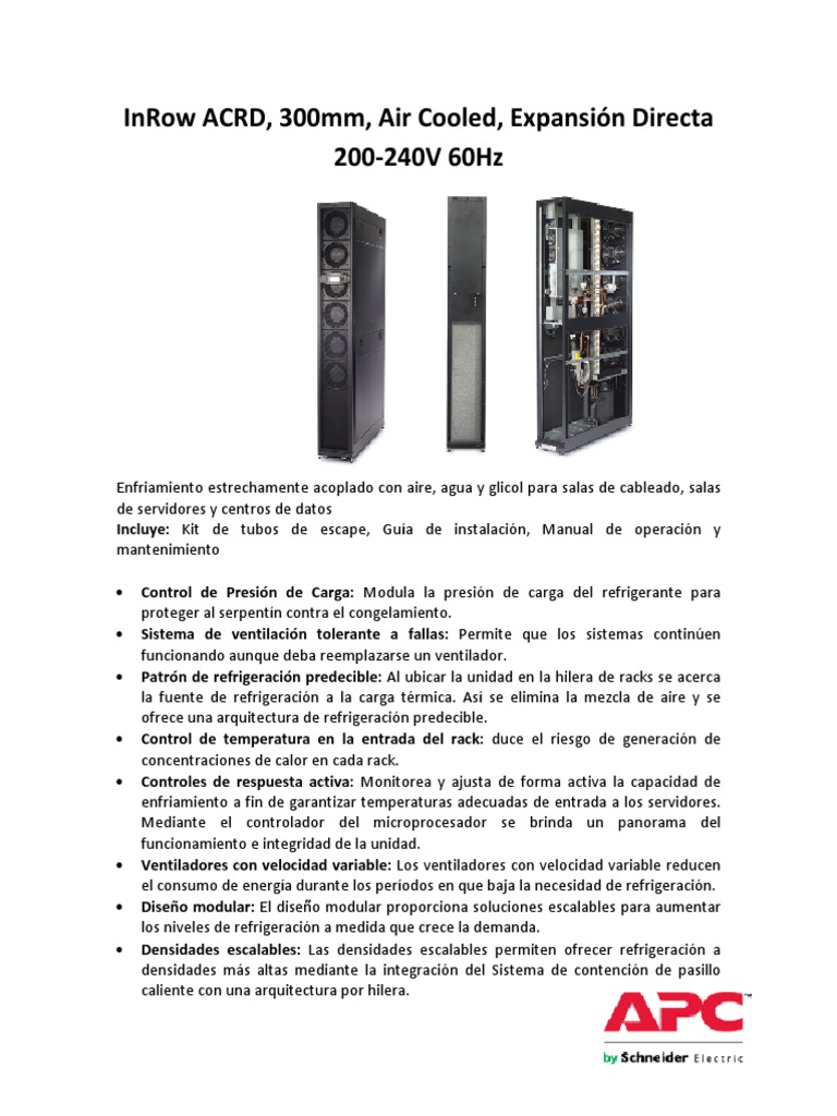 InRow AC RD | PDF | Refrigeración | Ventilador mecánico