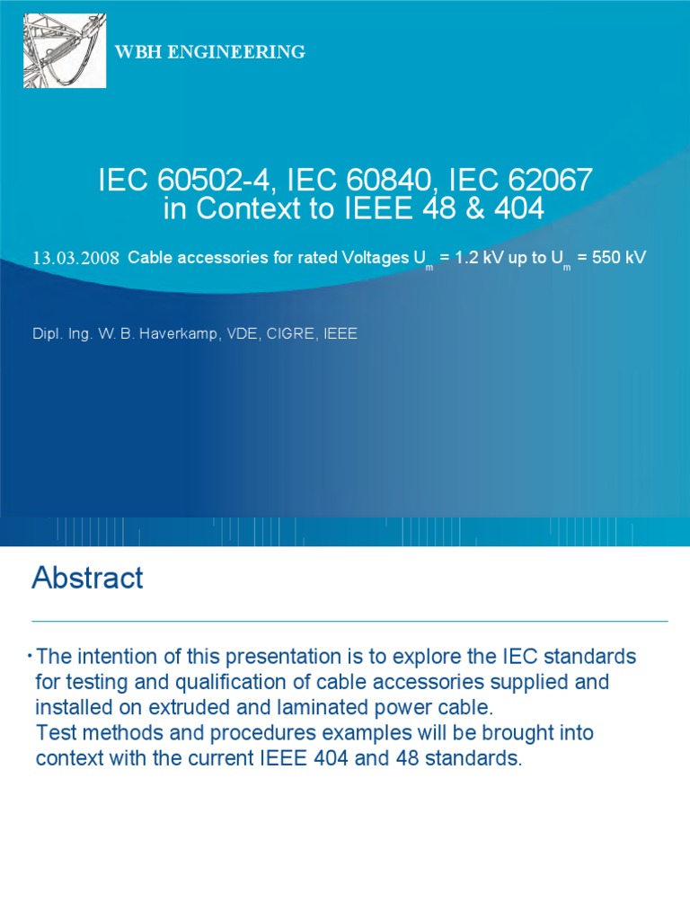 Exploration of IEC60502-4&IEC60840 As Compared To IEEE404-2006 | PDF ...