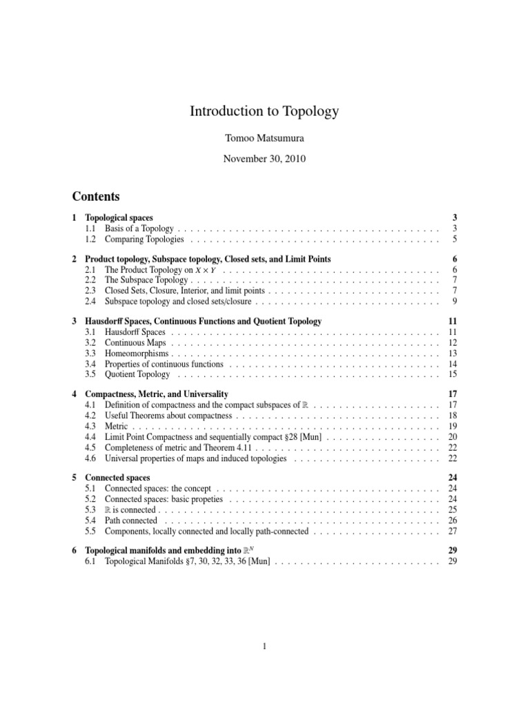 Intro To Topology Pdf Continuous Function Compact Space