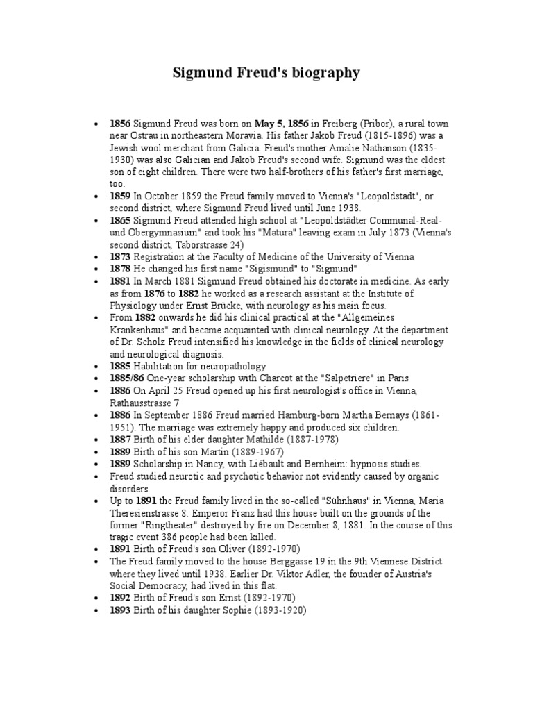 Sigmund Freud: A Brief Biography | PDF | Sigmund Freud | Psychoanalysis