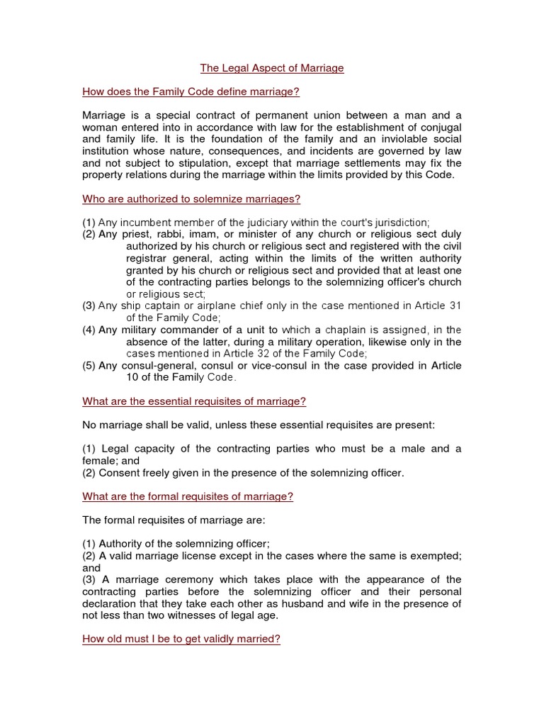 The Legal Aspect of Marriage | Marriage License | Husband