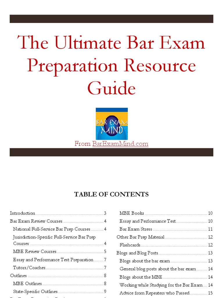 The Ultimate Bar Exam Preparation Resource Guide | PDF | State Bar Of ...