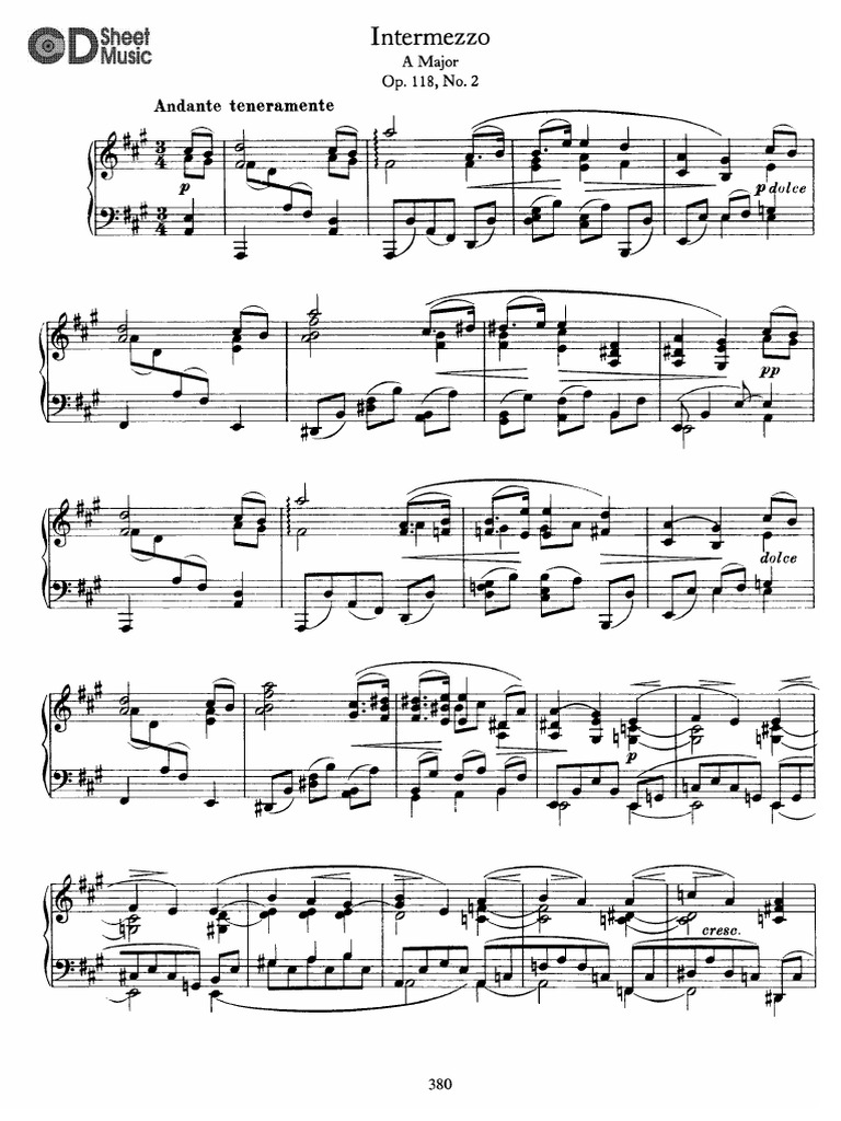Brahms - Intermezzo Op. 118 No. 2 in A Major | PDF