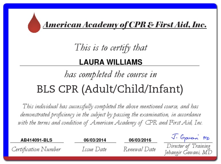 BLS CPR Certification for Laura Williams | PDF