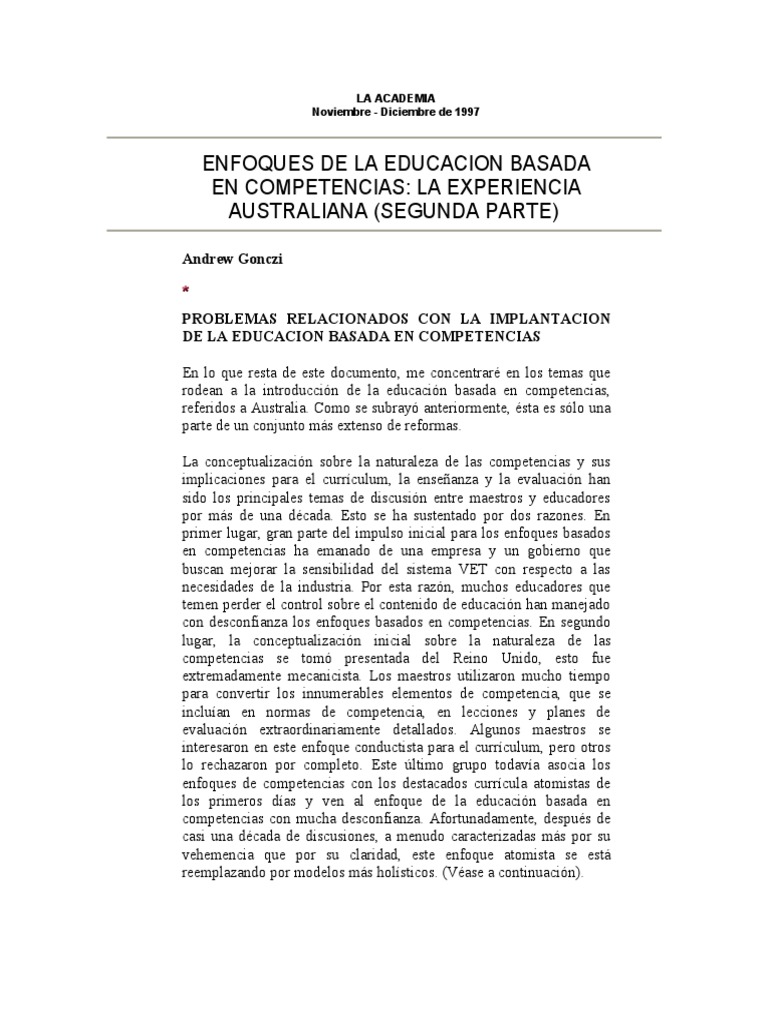 ANDREW GONCZI II Competencias Australa | PDF | Aprendizaje | Conocimiento