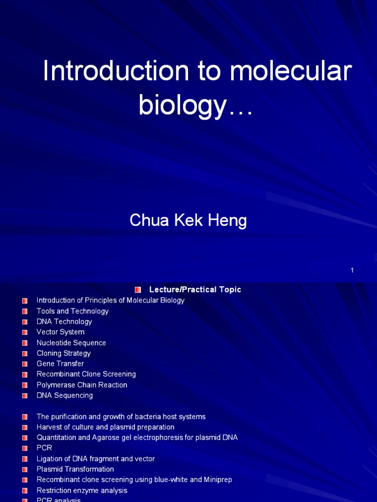 Introduction To Molecular Introduction To Molecular Biology Biology ...