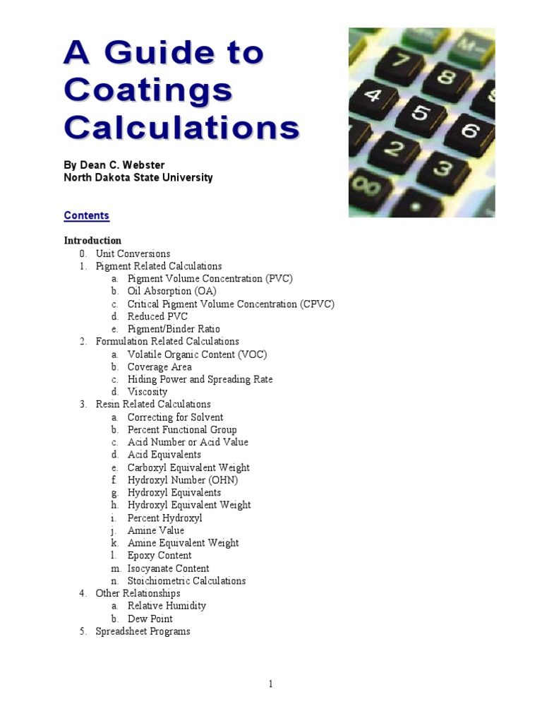 A Guide To Coatings Calculations | PDF | Viscosity | Epoxy