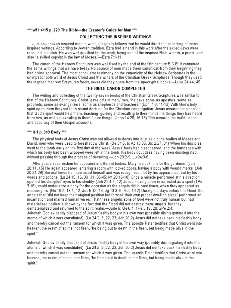 Order of The Bible and Jesus Physical Body After Death | PDF | Biblical ...