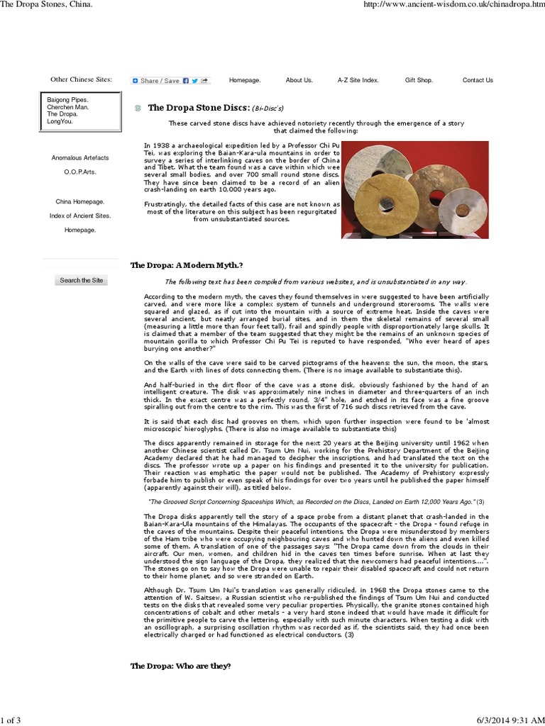 The Dropa Stones, China. | PDF | Archaeology | Nature