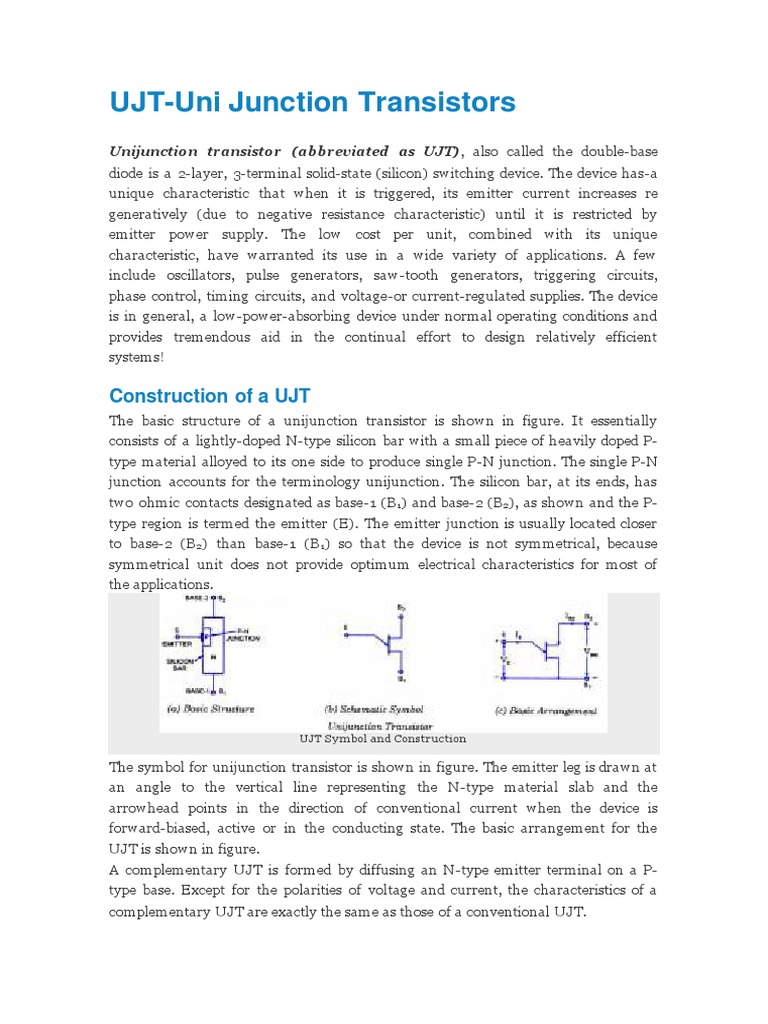 A Comprehensive Overview of Unijunction Transistors (UJTs) Including ...