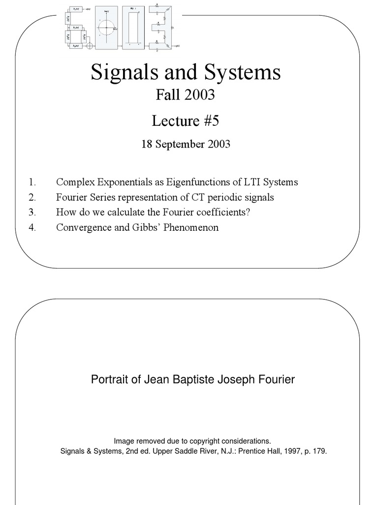 Signals and Systems: Fall 2003 Lecture #5 | PDF | Science & Mathematics
