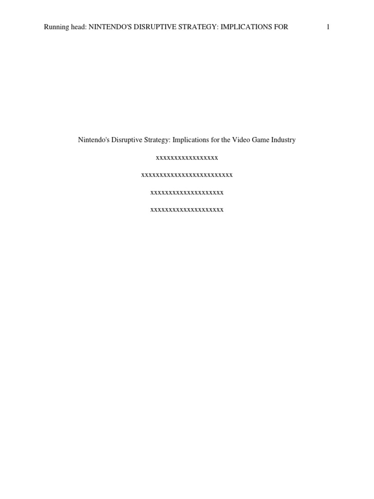Nintendo Disruptive Strategy | PDF | Wii | Play Station