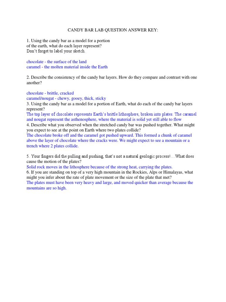 Candy Bar Lab Answer Key | PDF