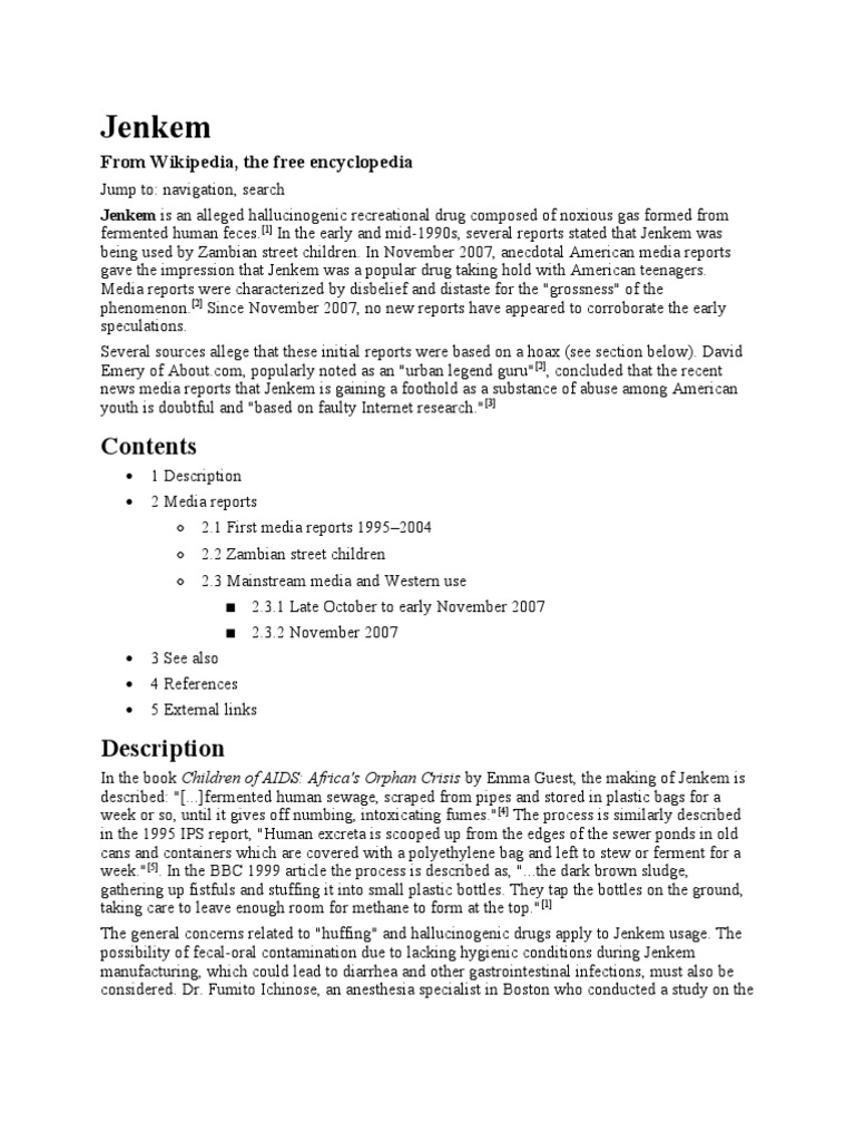 Understanding Jenkem: Origins and Myths | PDF | Psychoactive Drugs