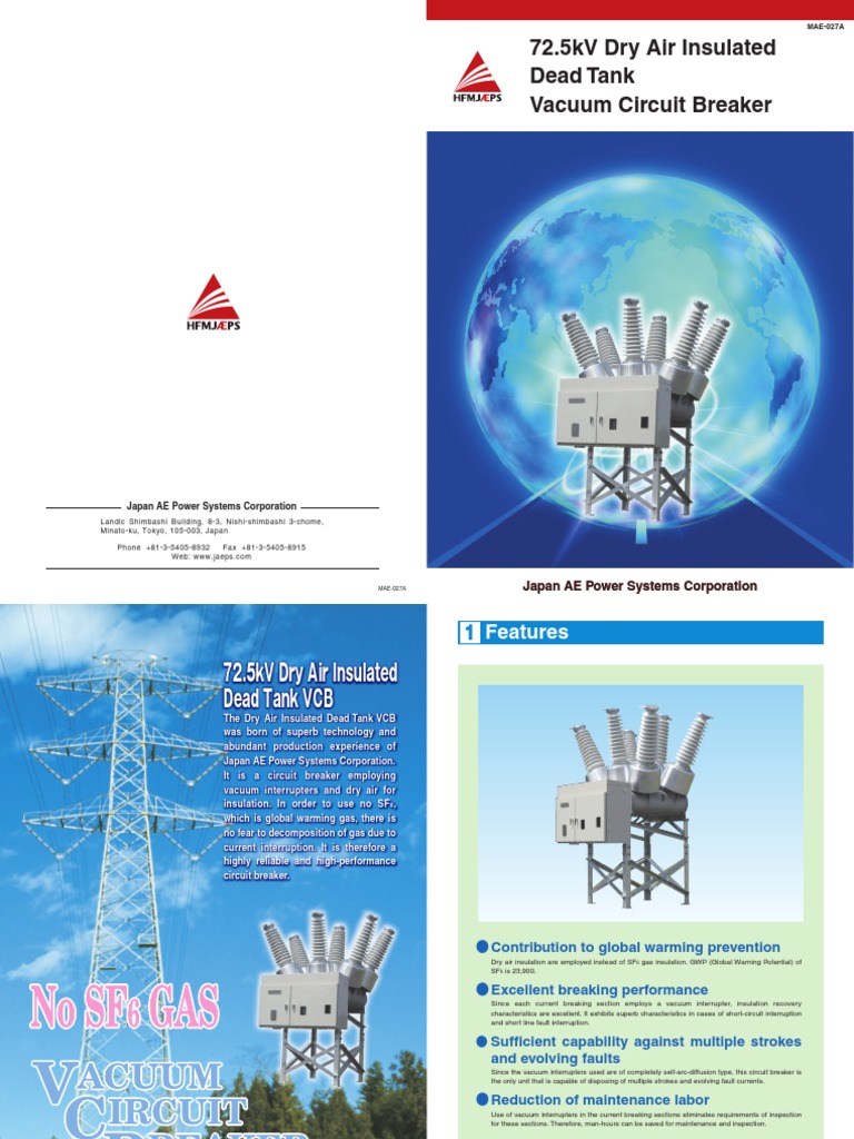 72.5kV Dry Air Insulated Dead Tank Vacuum Circuit Breaker: Japan AE Power Systems Corporation ...