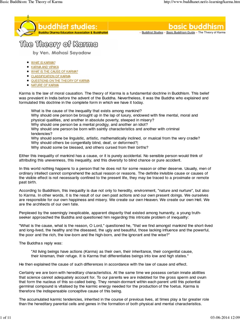 Law of Karma - Buddhism | Download Free PDF | Karma | Afterlife
