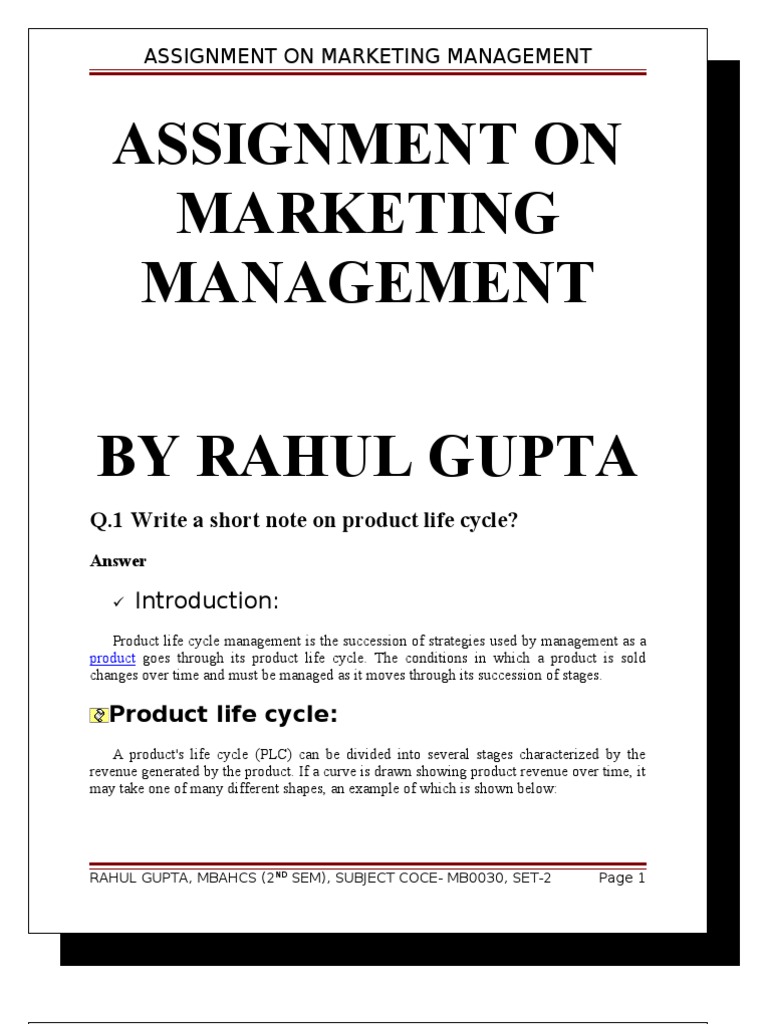 Assignment On Marketing Management | PDF | Logistic Function ...
