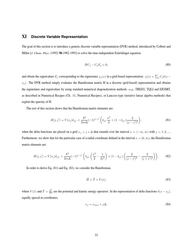Discrete Variable Representation | Download Free PDF | Hamiltonian (Quantum Mechanics ...