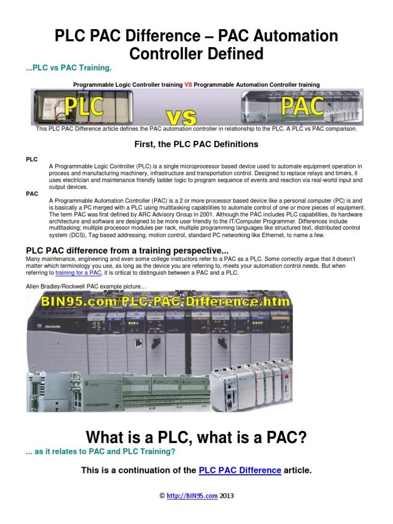 PLC Vs PAC Explained and Definition | PDF | Programmable Logic Controller | Automation