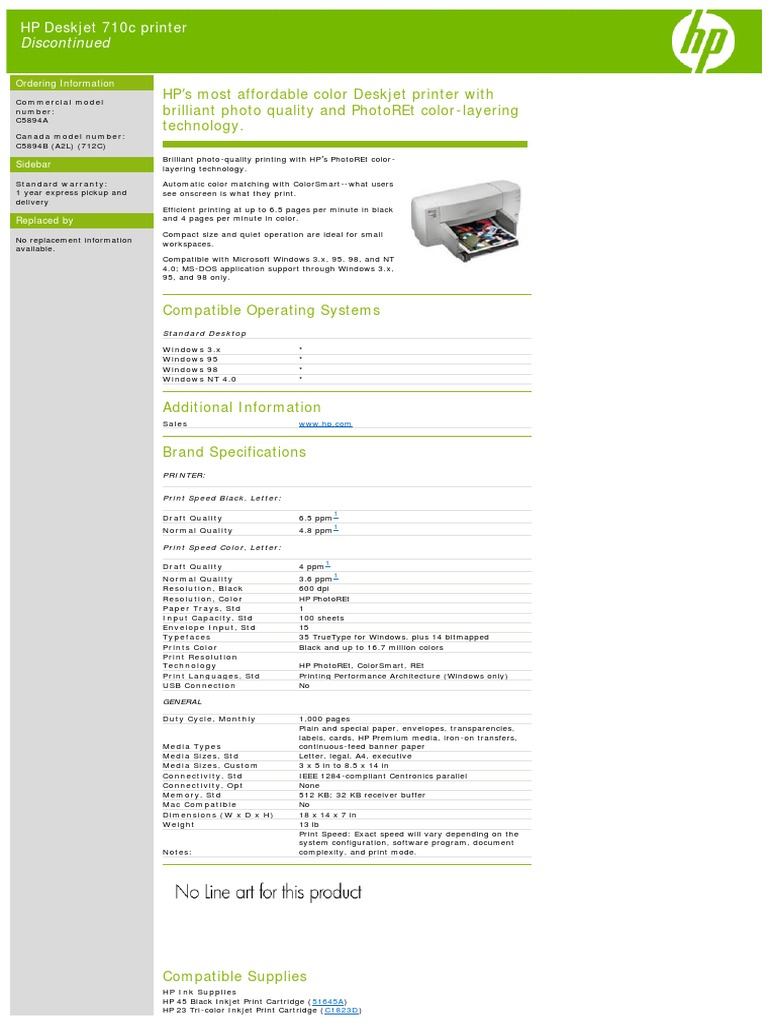 HP Deskjet 710c | PDF | Printer (Computing) | Paper