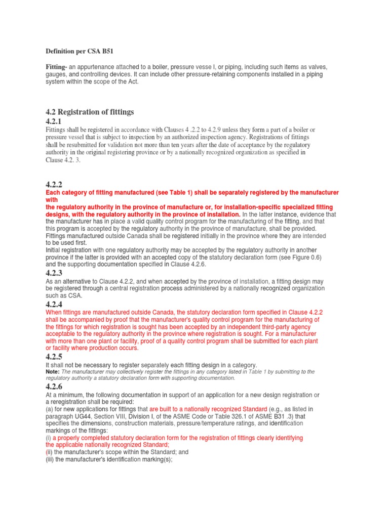 Fittings Per CSA B51 | Valve | Specification (Technical Standard)