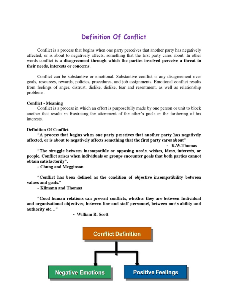 Definition of Conflict | PDF | Conflict (Process) | Emotions