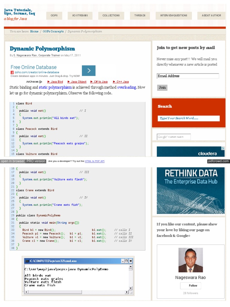 Way2java Com Oops Concepts Dynamic Polymorphism Pdf Method Computer Programming