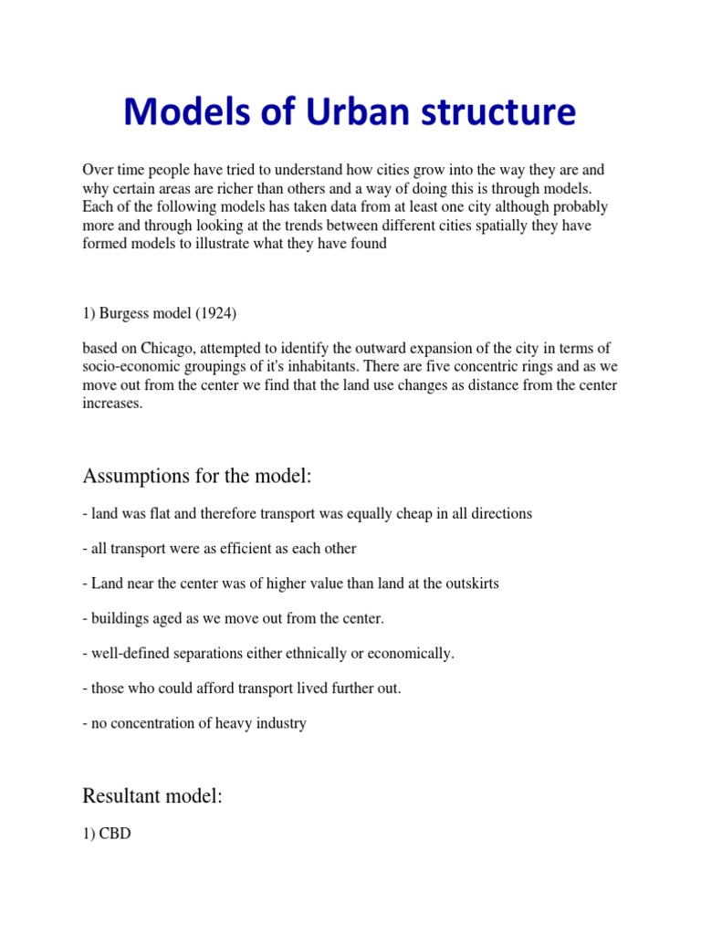 Models of Urban Structure | PDF | Immigration | Transport