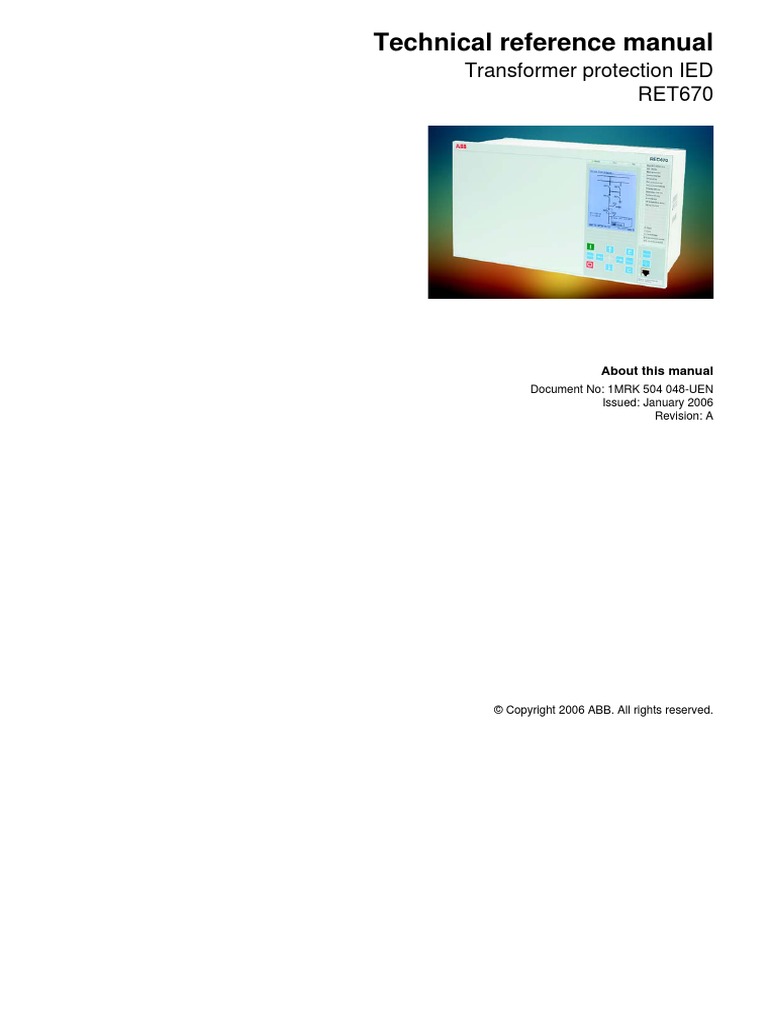 RET670 Technical Reference Manual | PDF | Parameter (Computer ...
