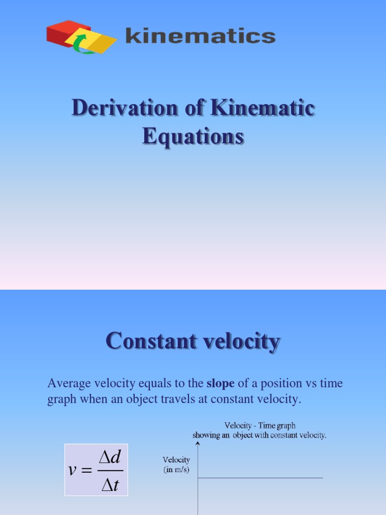 Kinematic Equations | Velocity | Acceleration