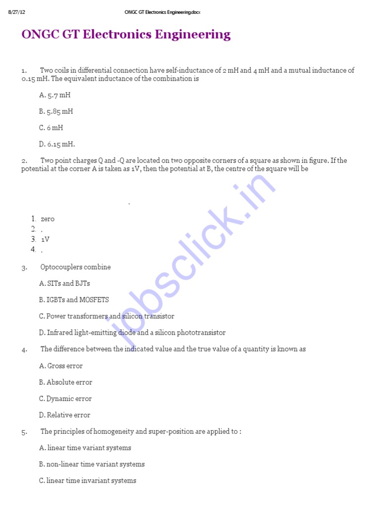 ONGC GT Electronics Engineering | PDF | Gas Turbine | Internal ...