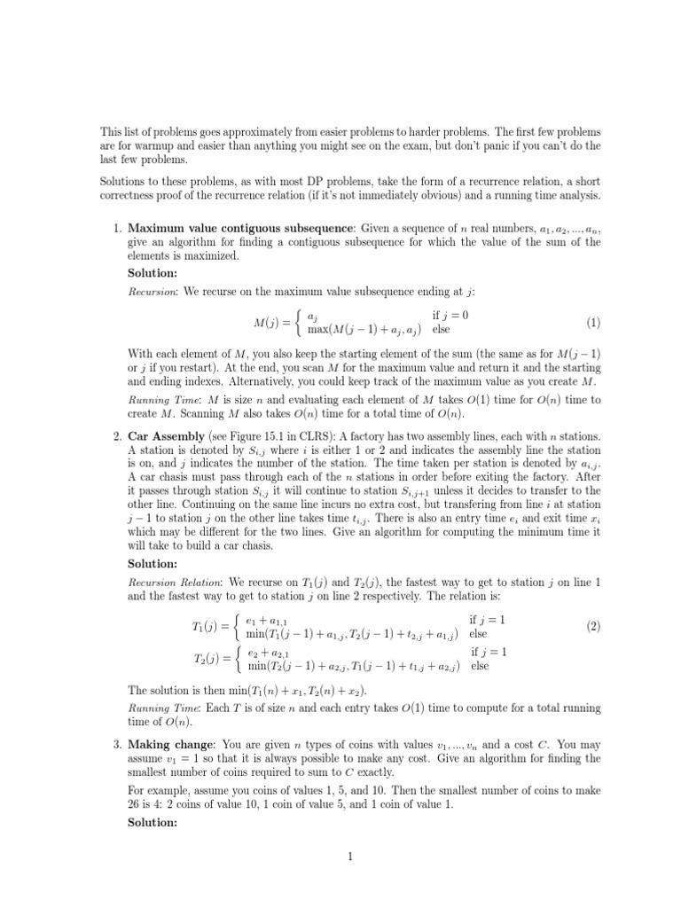 Dynamic Problems Fundamentals Of Algorithms Pdf Time Complexity Recurrence Relation