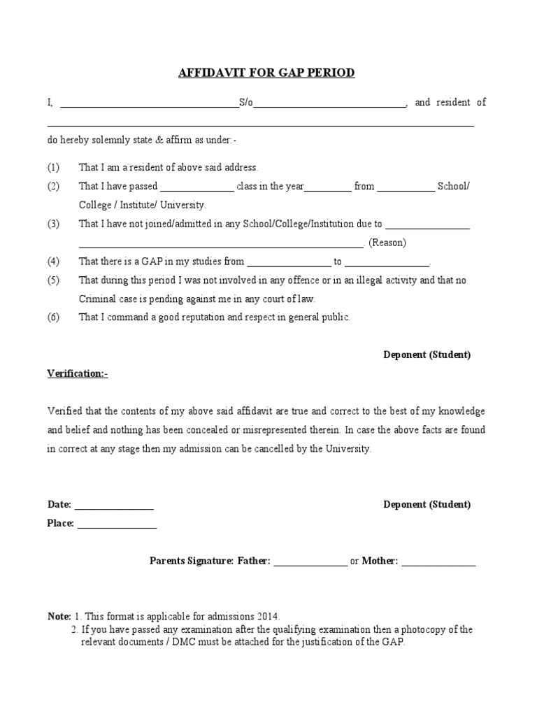 Affidavit For Gap Period | PDF