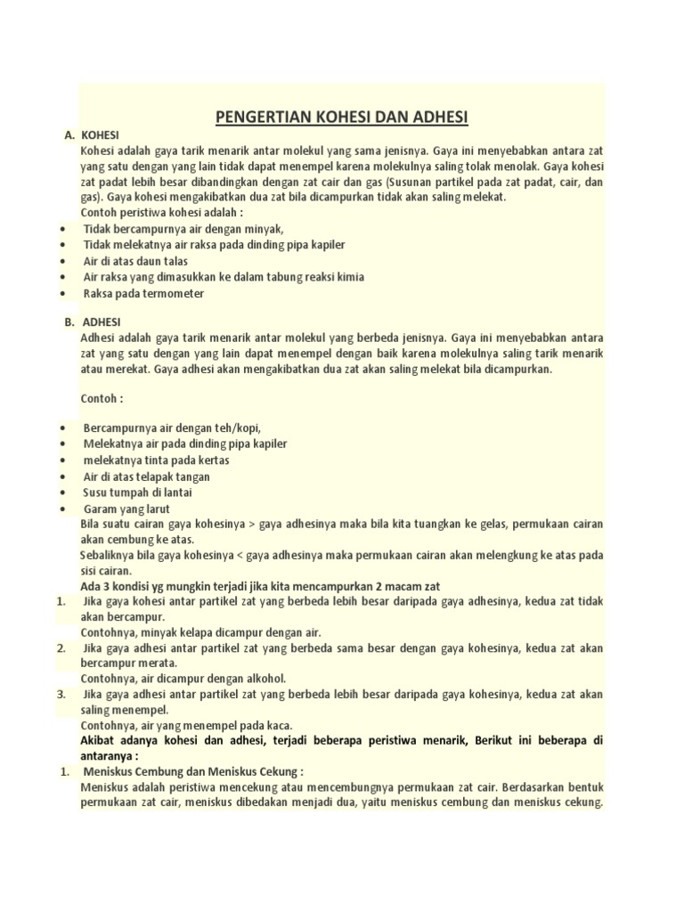 Pengertian Kohesi Dan Adhesi | PDF | Ilmu Sosial | Kajian Bahasa Asing