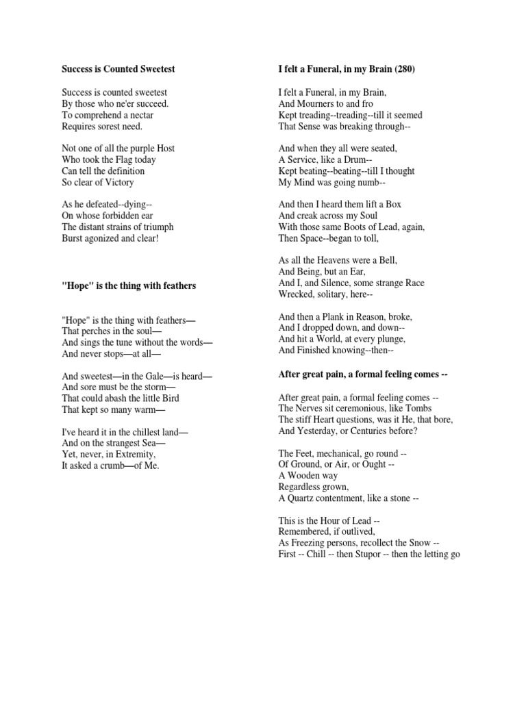 Success Is Counted Sweetest Poems | PDF | Art | Religion & Spirituality