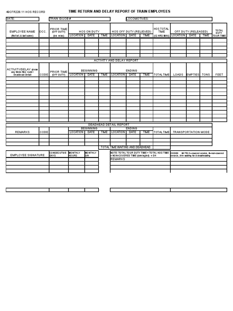 HOS Record and Delay Report Template | PDF